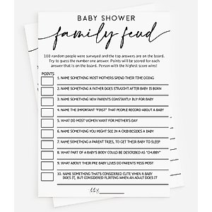 All Ewired Up 50 Baby Shower Family Feud (50-Cards) Fun Baby Shower Game Activity, Gender Neutral Boy or Girl, Minimalist Script