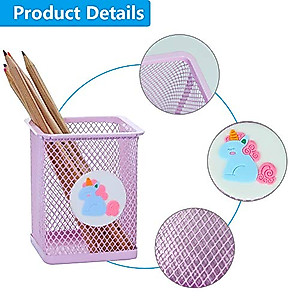 Trycooling Pen Holder Cute Pencil Holder for Kids Girls Mesh Pen Cup Holder Stand Desk Organizer Unicorn Makeup Pencil Holder for Office,School,Home,Pink Pencil Holder (2 Pack Square)