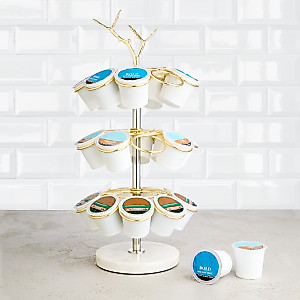 Godinger K Cup Holder, Coffee Pod Carousel for K-Cups, Spins on Marble Base, 27 K Cup Holder, Kitchen Counter Organizer, Kitchen Décor, House Warming Gifts New Home