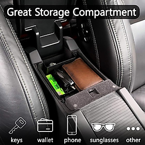 Black Armrest Storage Box Center Console Organizers Phone Tray with Mat and Logo Fit for Volvo S60 S60L V60 XC60 2009-2017