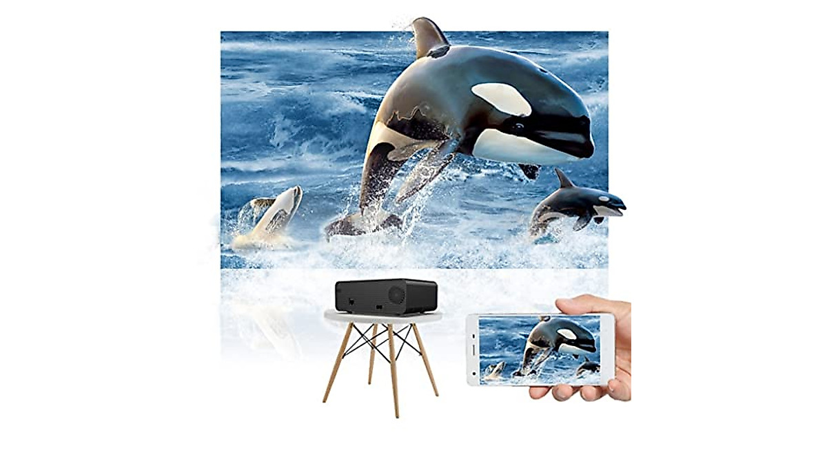 Black Portable Projector - 1080P HD Mobile Home Theater
