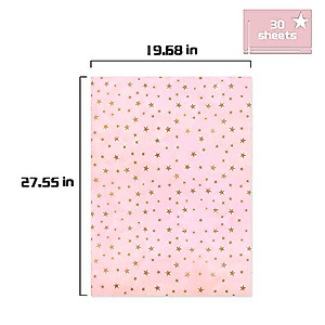 MR FIVE Pink Gold Star Tissue Paper Bulk,20" x 28",Pink Tissue Paper for Gift Bags,Gift Wrapping Paper for DIY and Crafts,Wrapping Paper for Birthday,Holiday,Weddings,30 Sheets
