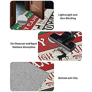 Savannan Floor Mats,Christmas Trees Candy Canes Sleigh Rides Hot Cocoa Wooden Red Green Gray Non Slip Latex Backing Ultrathin Loop Pile Door Rugs for Dining Room Office Home Decor 24"x36"