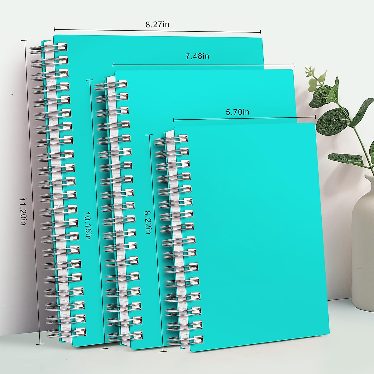 AHGXG Spiral Notebook College Ruled - Large Spiral Journal A4 Notebook 8.5" x 11", 300 Pages Writing Journal for Work, 100GSM Thick Paper, Plastic Hardcover, for Women Men Office School, Lake Blue
