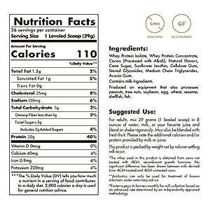 Solgar Grass Fed Whey to Go Protein Powder Chocolate, 2.3 lb - 20g of Grass-Fed Protein from New Zealand cows - Great Tasting & Mixes Easily - Supports Strength & Recovery - Non-GMO, 36 servings
