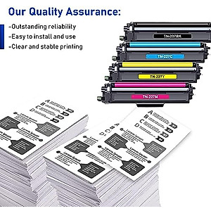 TN227 TN-227BK/C/M/Y High Yield Toner: Compatible for Brother 227 Toner Combo Pack Replacement for MFC-L3770CDW HL-L3270CDW HL-L3290CDW HL-L3210CW HL-L3230CDW MFC-L3710CW MFC-L3750CDW Printer(4-Pack)