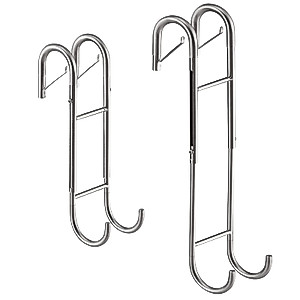 Shower Door Towel Hooks - 9"~13" Length Adjustable Hook for Framed & Frameless Over The Door Glass, Squeegee Holder, Towels Hanger for Bath Suits Rozer Robes Loofahs Shavers, 2-Pack Silver