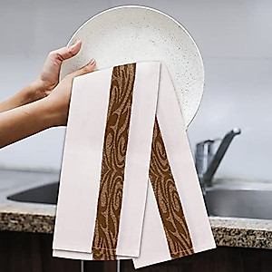RUVANTI 100% Cotton Kitchen Towels Jacquard, Dish Towels for Kitchen, Washable Dish Cloths, Soft Tea Towels, Super Absorbent for Cleaning, Dishcloths for Quick Drying, 16x26, 12 Pack – Brown & White