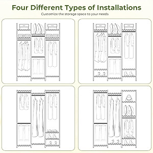 JS HOME Portable Closet Wardrobe Heavy Duty Clothes Rack, Freestanding Clothing Rack with 4 Hang Rods & 8 Shelves, Adjustable Closet Rack, 57" L x 15.7" W x 76.8H, Max Load 925LBS, Black