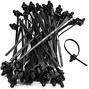 50 Pack Cable Zip Ties, 8 Inch Nylon Push Mount Self Locking Cable Ties for Indoor Wire Tying-Black