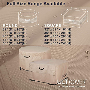 ULTCOVER Patio Fire Pit Table Cover Round 50 inch Outdoor Waterproof Fire Bowl Cover