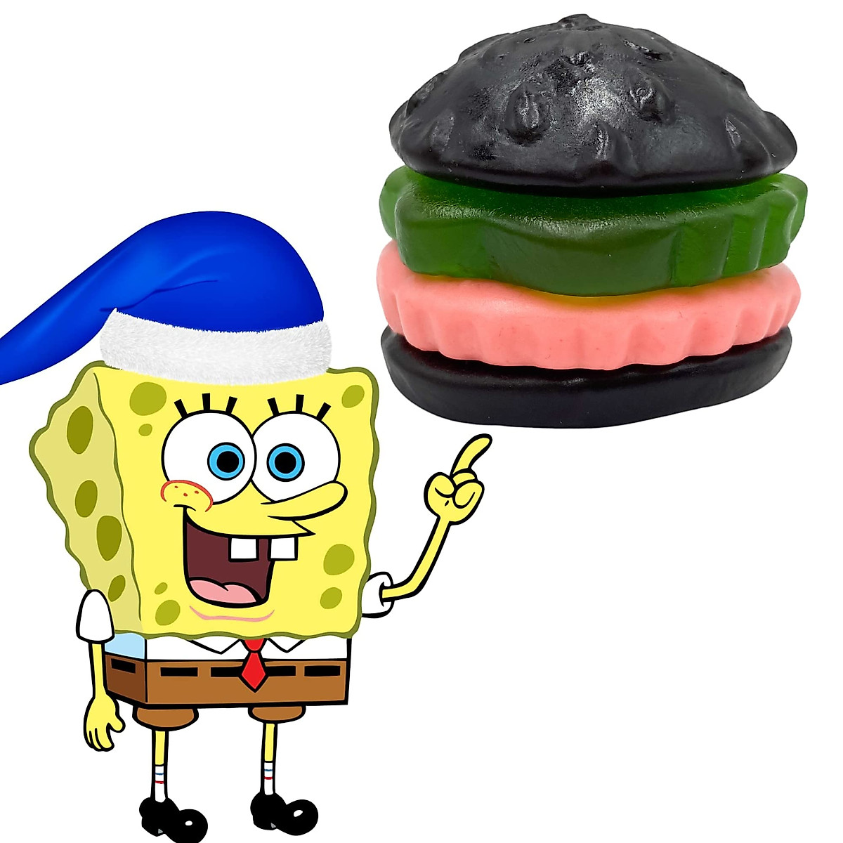 SpongeBob SquarePants Naughty List Coal Krabby Patties for Christmas, Nostalgic Gummy Candies Individually Wrapped for Holiday Stocking Stuffers, Pack of 3