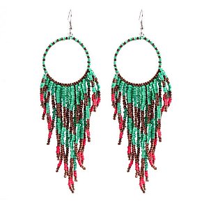 Happyyami Fringe Tassel Dangle Earrings Ethnic Boho Bead Ear Jewellery for Women Girls Ladies