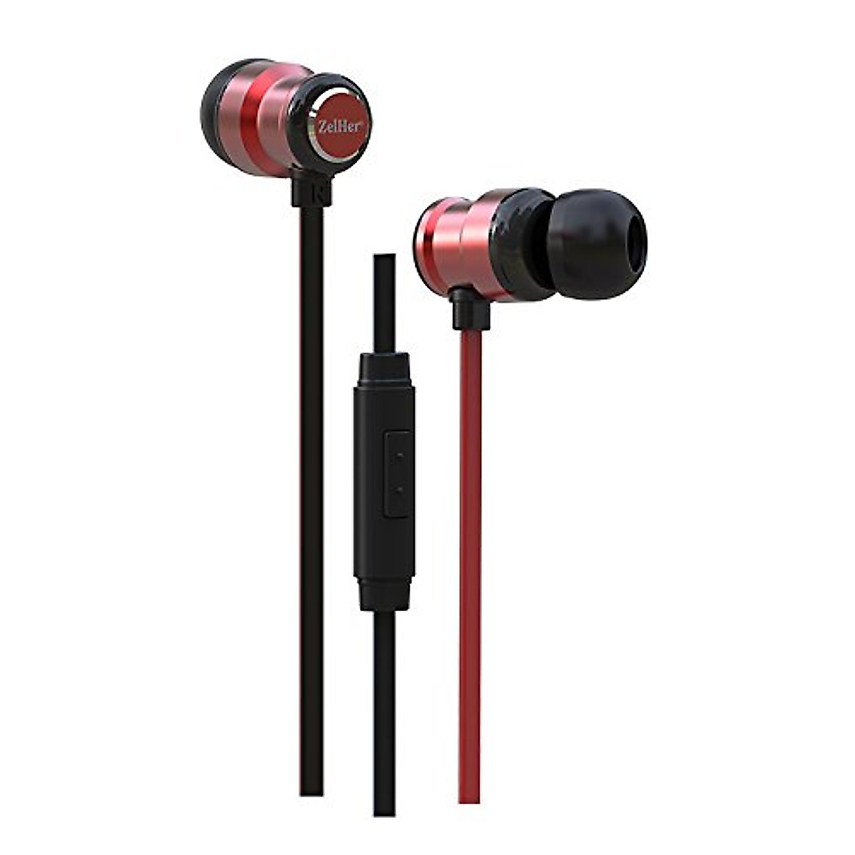 Zelher MX-10 in-Ear Headphones with Mic Earbuds with in-Line Control and 10mm Dual Drivers for Superior Sound Quality - Stylish, Tangle-Free Cables (Red)