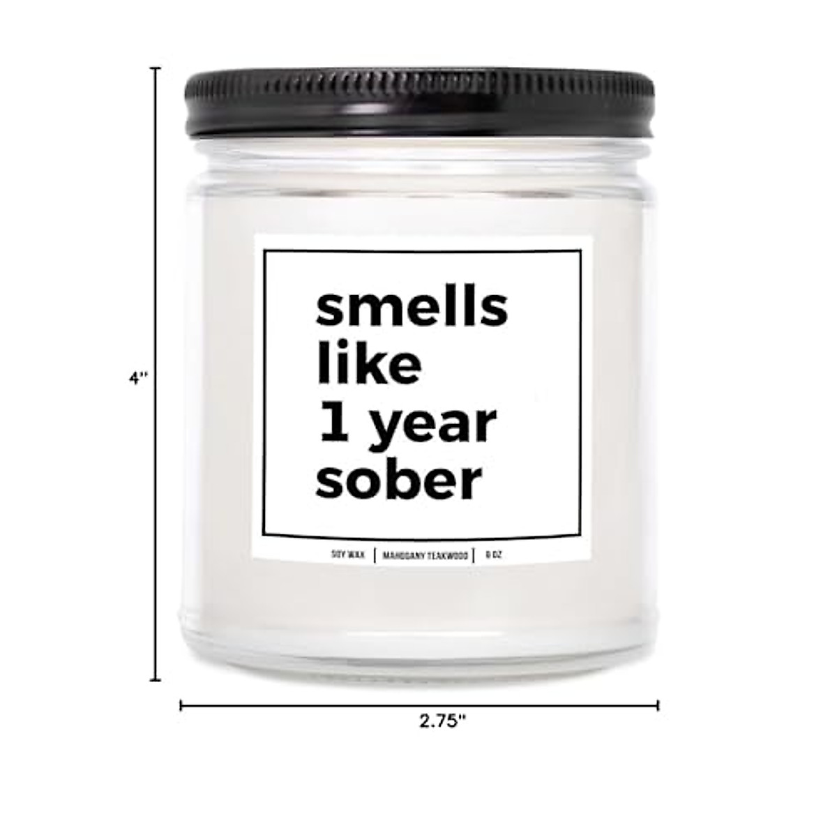 YouNique Designs Smells Like 1 Year Sober Candle - Cool Sobriety Gifts for Men, Women, One Year Sober Gifts for Men, Women, Sobriety Anniversary Candle, 1 Year Sobriety Gifts (Mahogany Teakwood)