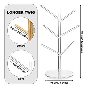 Acrylic Scrunchie Holder Organizer Stand Angled Branches Scrunchie Holder Stand Accessories Jewelry Hair Tie Organizer Storage Holder Bracelet Earrings Holder Y2k Room Decor for Girls Teen (Clear)