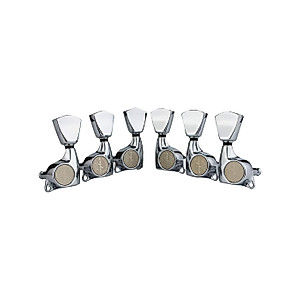 Guyker Guitar Machine Heads (3L + 3R) – 1:21 Sealed Tuning Key Pegs Tuners Set with Tulip Shaped Knob Replacement for ST Tele SG Style Electric or Acoustic Guitars – Chrome