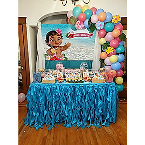 Moana Happy Birthday Backdrop Summer Beach Birthday Party Photography Background for Girl Baby Shower Kids Children Cake Table Decoration Supplies Banner 7x5FT