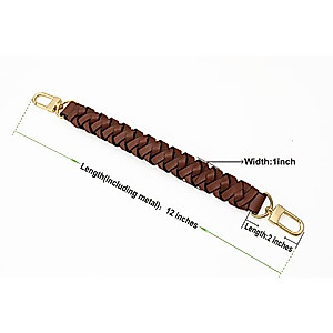 GOXTECH 12 Inches Genuine Leather Top Braided Handle Suitable for Hobo Bucket Bags Pochette Bag (Dark Brown)