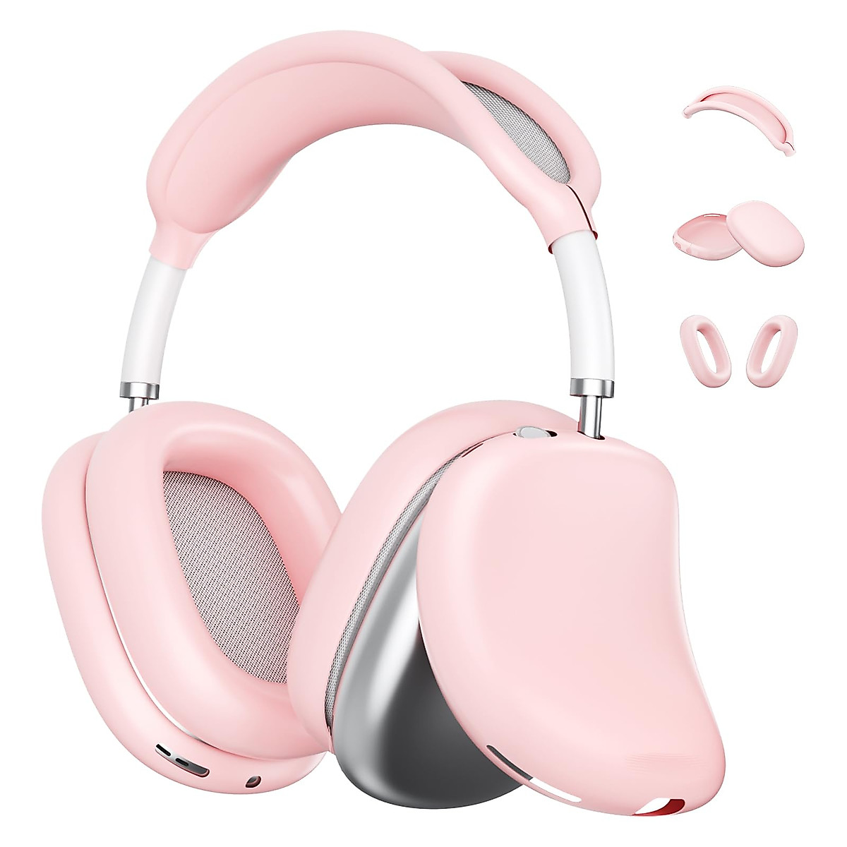 for AirPod Max Ear Covers, Soft Silicone Case Cover Kit for AirPod Max Ear Pad/Ear Cups/Headband, Anti-Scratch Protective Accessories for Apple AirPods Max Headphones (Pink)