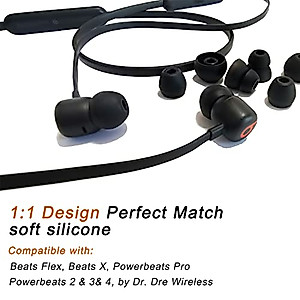 Silicone Ear Tips for Powerbeats Pro, Powerbeats 3 & 2& 4 Replacement Earbuds Tips Powerbeats Double Flange Rubber Eartips for Powerbeats by Dr Dre 8 Pairs Black