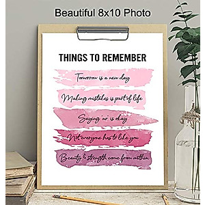 Positive Inspirational Quotes Wall Decor - Uplifting Encouragement Gifts for Women, Girls, Teens, Daughter, BFF, Best Friend - Pink Motivational Wall Art Poster for Home Office, Bedroom, Bathroom