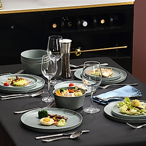 Melamine Dinnerware Sets, Dinnerware Sets For 4, 12pcs Plates And Bowls Sets Unbreakable Dishwasher Safe BPA Free (Sage Green)