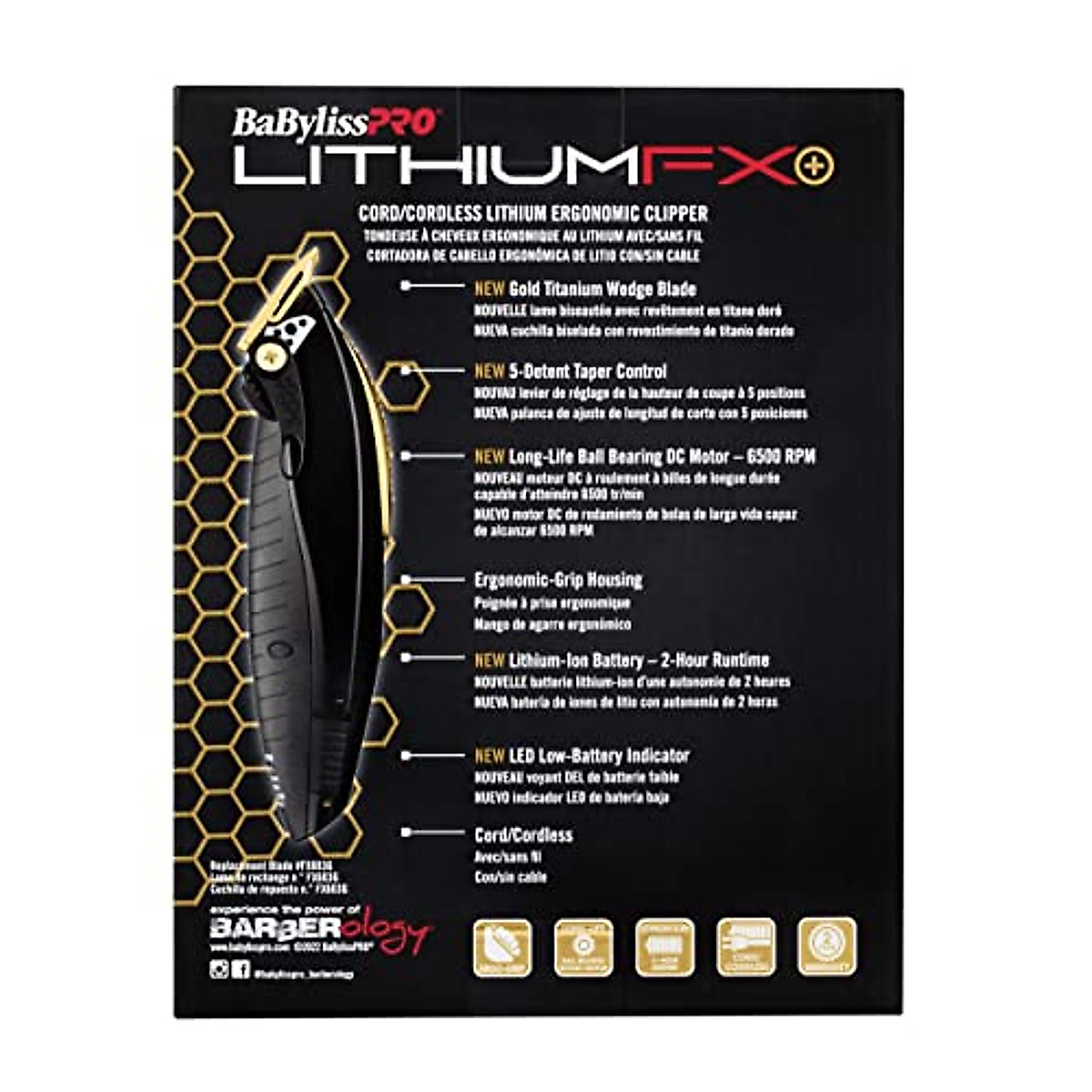 BaBylissPRO LithiumFX+ Cord/Cordless Lithium Ergonomic Clipper, 1 ct.