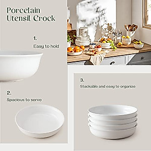 DOWAN Large Pasta Bowls, 46 Ounces Salad Serving Bowls, Ceramic Pasta Bowls Set of 4, Wide and Shallow Bowls Set, 9.2" Soup Pasta Plates, Microwave Dishwasher Safe