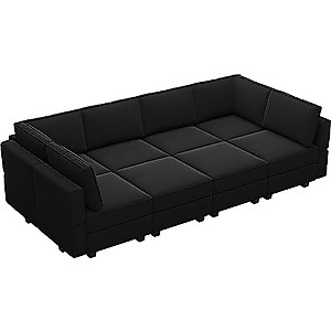 Belffin Modular Sectional Sofa with Storage Chaises Sectional Sleeper Sofa Couch 8 Seat Sectional Sofa Bed Black