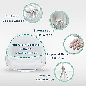 IzyBaby Baby Crib Tent - See Through Mesh Crib Net - Pop-Up Crib Tent - Crib Tent to Keep Baby from Climbing Out - Premium Toddler Crib Canopy - Transparent White