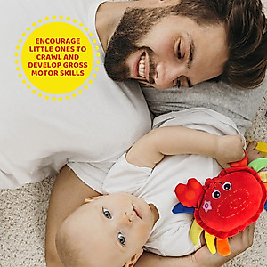 KiddoLab Musical Plush Crab Toy for 3+ Month Old Babies with Nursery Rhymes, Sounds and Sensor Button for Tummy Time and Early Development