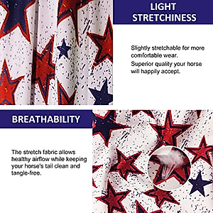 Harrison Howard Stretchy Tail Bag Breathable Horse Tail Guard Slip on Design Protect Horse Tail 2 Strand Closure Straps Keep Tail Clean & Protected 22" L Length Makes Grooming Easy-Dream Star