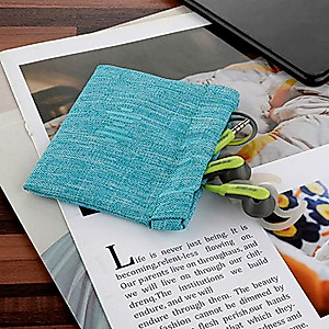 Geekria 2 Pack Soft Elastic Earbuds Pouch Case/Headphone Carrying Bag/Universal Headphone Protection Pouch/Pocket Earphone Case/Coin Purse Change Holder/Portable Travel Bag (Blue)