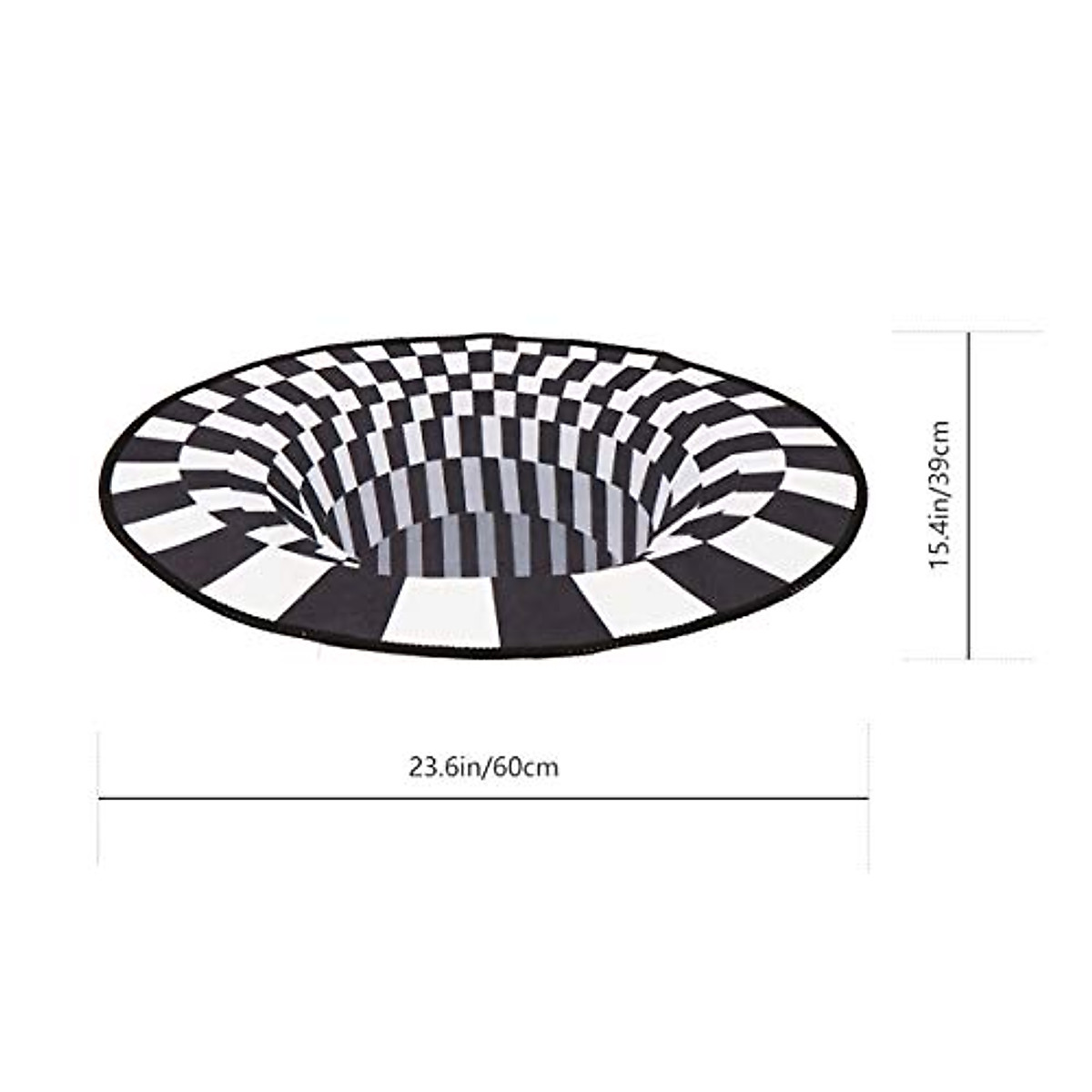 BESPORTBLE Floor Rug Circle Rugs Carpet 2ft Small Oval Floor Mat Sunken Visual Effect Black- White Carpet Pet Lying Mat Porch Insole Home Decor 60x39CM