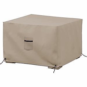 Covers & All Outdoor Ottoman Cover, 12 Oz Waterproof Ottoman Slipcover with UV-Resistant Properties, Square Patio Furniture Cover Suitable for Indoors/Outdoors (23" L x 23" W x 18" H, Beige)