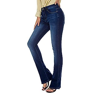VIPONES Bell Bottom Jeans for Women High Waisted Flare Jean Bootcut Stretch Skinny Wide Leg Denim Pants(109,Size 4)