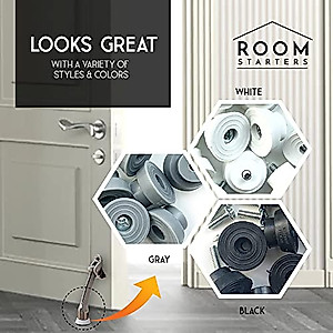 Kick Down Door Stop Ultra Grip Rubber Replacement Tip 10 Pack with Screw by ROOM STARTERS Style 1 (Black, 10 Pack)