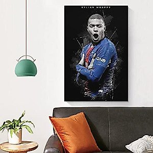 BFXLMKI Kylian Mbappe Poster Wall Art Prints Canvas painting for room aesthetic Decor ready to hanging 12x18inch(30x45cm) Unframe