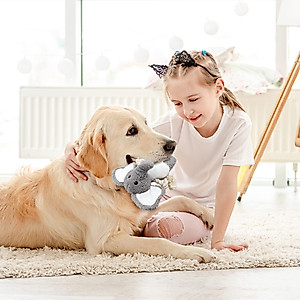 PAZ'S GIFT Dog Toys Cute Plush Elephant and pet Interaction Pulling, Soothing, Companionship, Sturdy Indoor Puppy Toys, Dog Squeaky Toys, Puppy, or Small, Medium Dog Teething or chew Toys