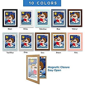 Frametory, 10x12.5 Kids Artwork Frames - Magnetic Front Opening, Tempered Glass, Tan Interchangeable Frames Can Hold About 50 PCS Artwork, Drawing, Paintings, Pictures, Art - Set of 4
