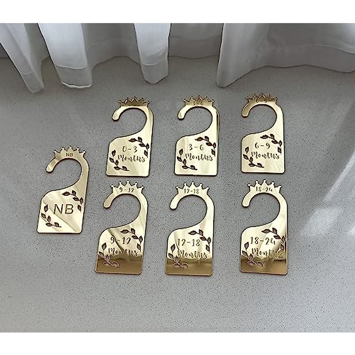 Baby Closet Dividers,Set of 7 Acrylic Mirror Baby Clothes Organizers for Wardrobe Closet Home Nursery from Newborn to 24 Months (Gold Mirror, Model 1)