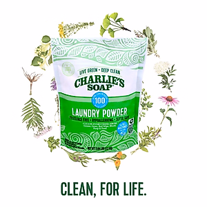 Charlie's Soap Laundry Powder (100 Loads, 2 Pack) Hypoallergenic Deep Cleaning Washing Detergent – Eco-Friendly, Safe, and Effective
