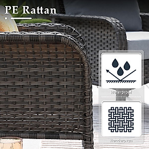 CAODOC 2 Pack Wicker Patio Furniture Chairs,Outdoor Rattan Chairs with Armrest Support 250 lb,Gray