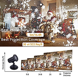 Snowflake Projector Lights Outdoor, Biger HD White Snowfall Lights Waterproof with RF Remote Control Timer, Landscape Decorative Projection Lamp for Xmas Holiday Wedding Party Decoration