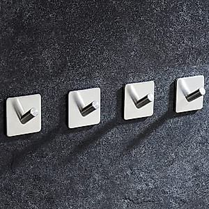 KCTEX Adhesive Robe Hooks, Wall Hooks, Stainless Steel Shower Hooks, Heavy Duty Waterproof for Hanging Robe, Towel, Christmas Decorations, Stocking - Bathroom, Kitchen and Bedroom 4 Packs