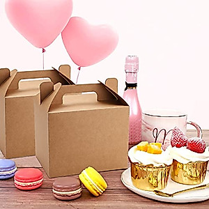 Frantis Brown Gable Boxes 12 Pack 7 x 5.5 x 5.5 Inches with Rope and Tag Party Favor Boxes for Birthday Party Wedding Treat Boxes …