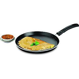 Pigeon Nonstick Handheld Crepe Pan - 27cm (10.5 inches) PFOA Free, Scratch Resistant Coating with 4mm Premium Thick Base Tawa - For pancakes, crepes, rotis, dosas, uttapams and more (Black)
