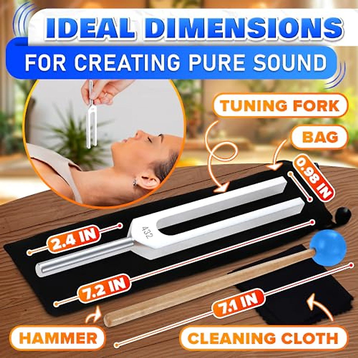 432 Hz Tuning Fork for Healing Set Music Therapy Instruments - Tuning Fork Medical Musical Forks for Healing Chakra Set Stress Relief - Fork Medical Sound Therapy Instruments Meditation Accessories