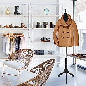 HCY Female Mannequins Torso Dress Form Mannequin Stand for Display 60"-67" Height Adjustable for Sewing Wooden Base, Fiberglass Body(Black)